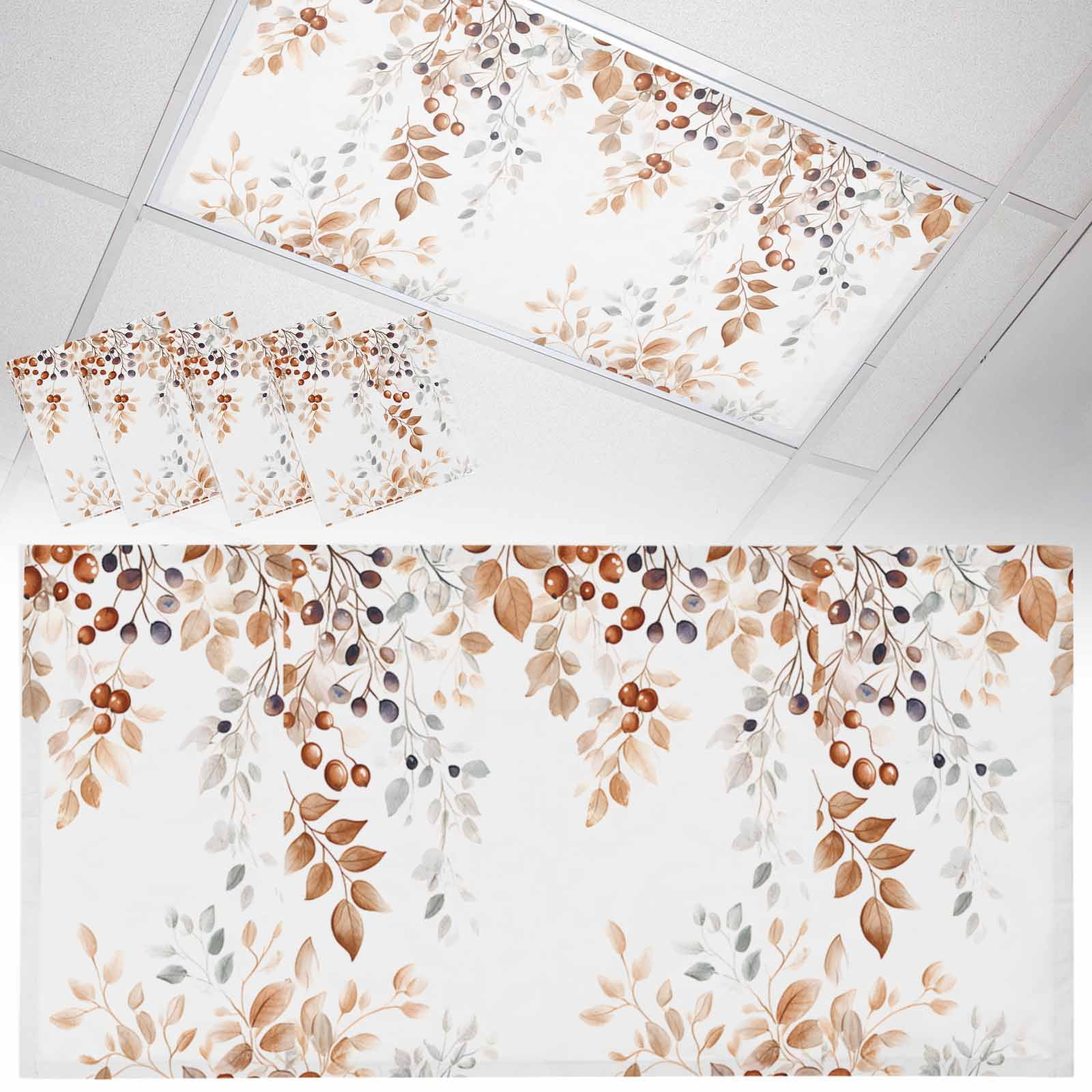 4 Pack Watercolor Leaf Fluorescent Light Covers for Ceiling Lights Fall ...