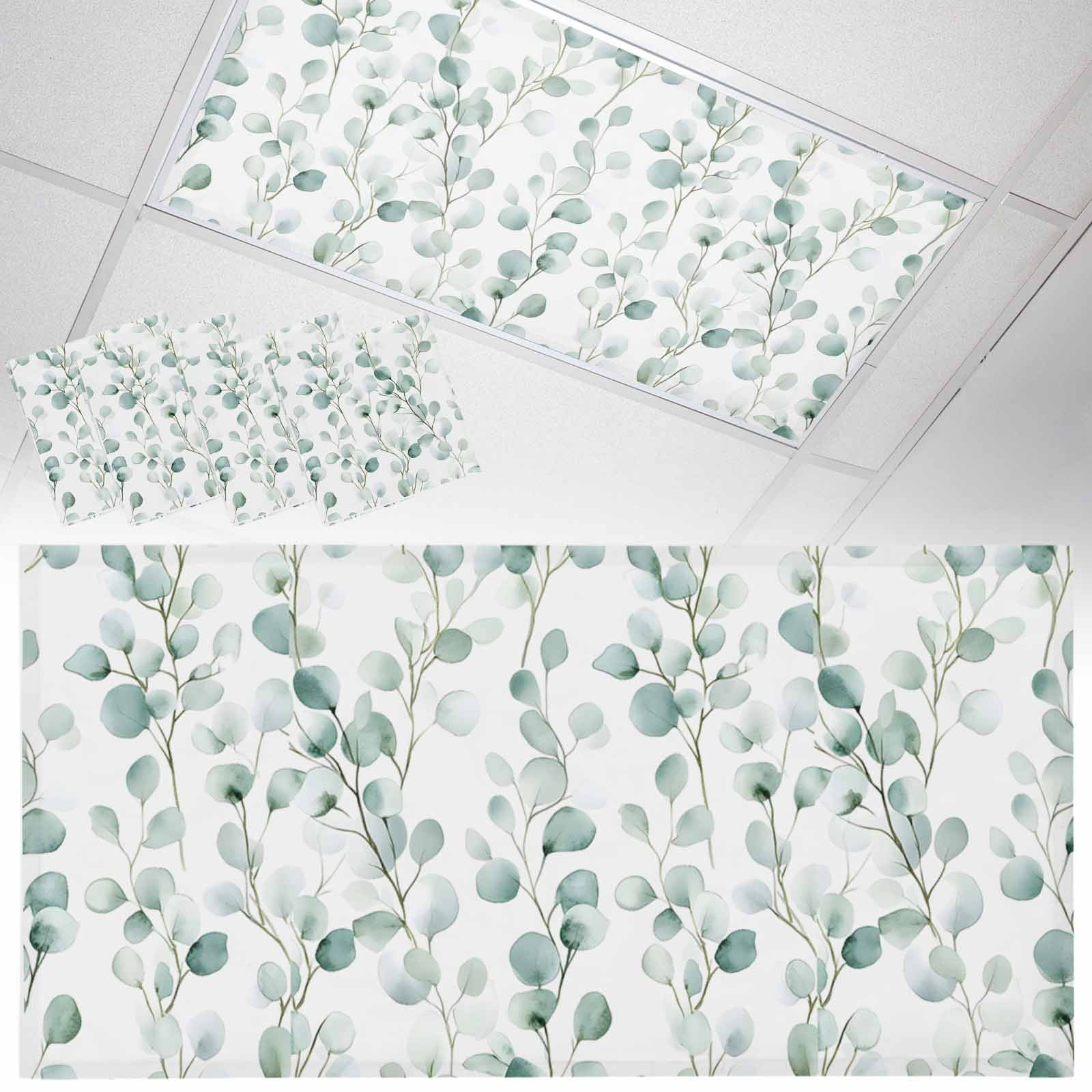 4 Pack Watercolor Plant Fluorescent Light Covers for Ceiling Lights ...