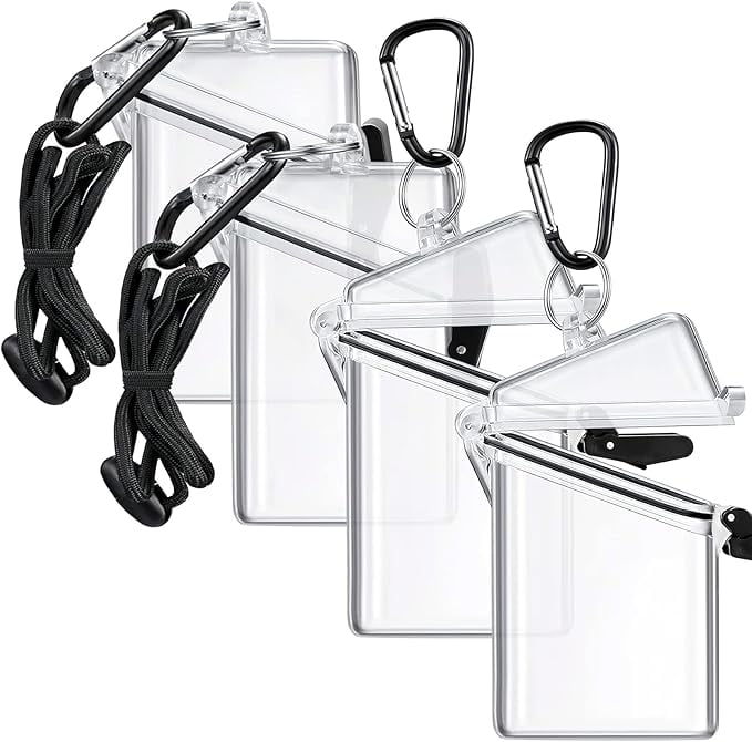 4 Pack Waterproof ID Card Badge Holder Case Clear ID Holder Waterproof ...