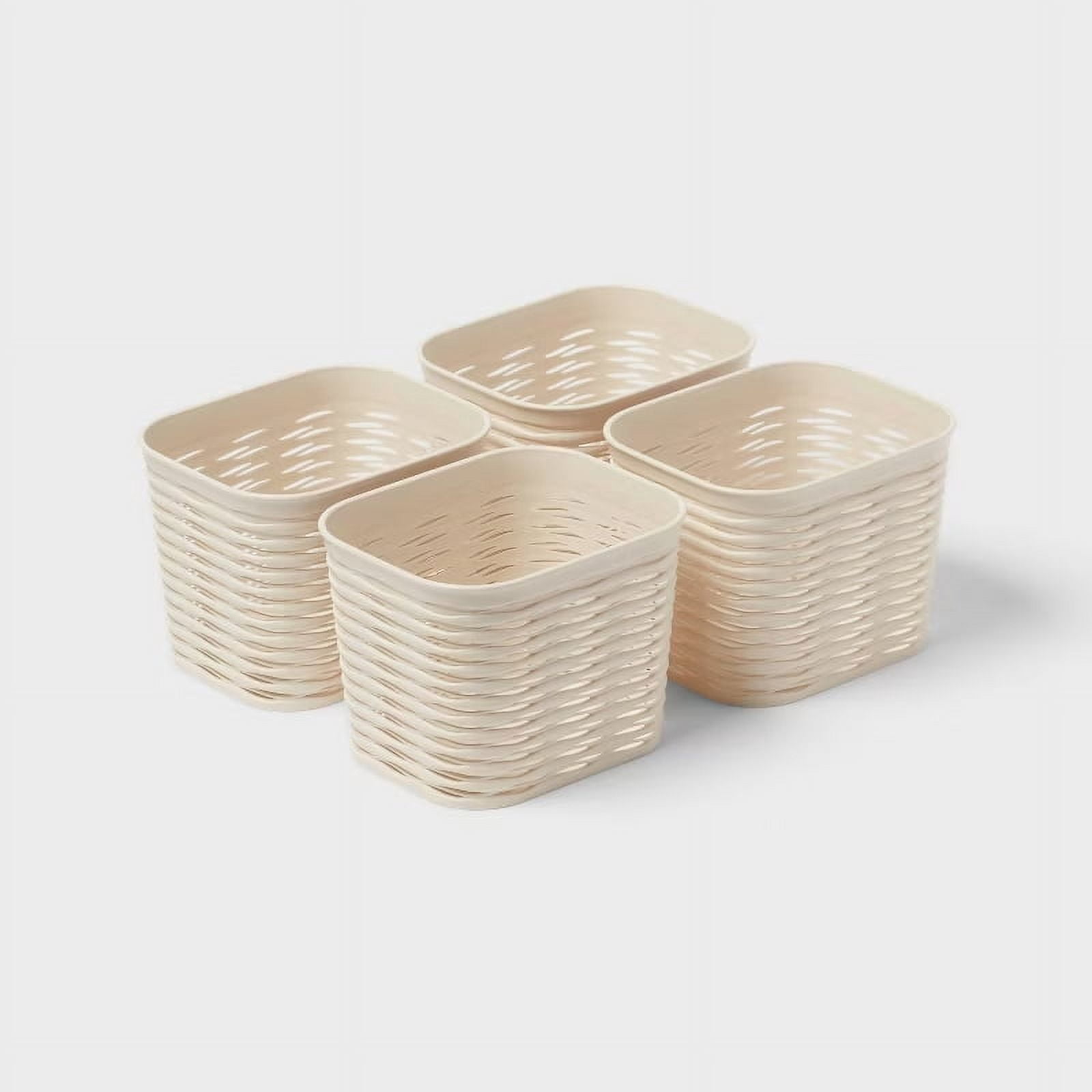 4-Pack Wave Mini Decorative Baskets – Cream Color, Stylish Storage ...