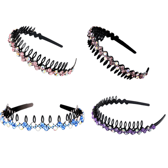 Kpataubaa 4 Pack Rhinestone Hair Comb Headbands, Hard Plastic ...