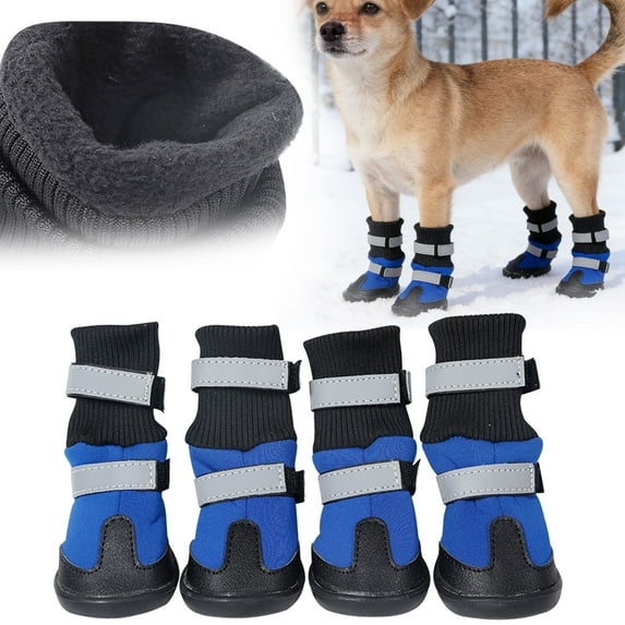 4-Pack All Weather Dog Boots, Reflective Waterproof Pet Shoes with Non ...