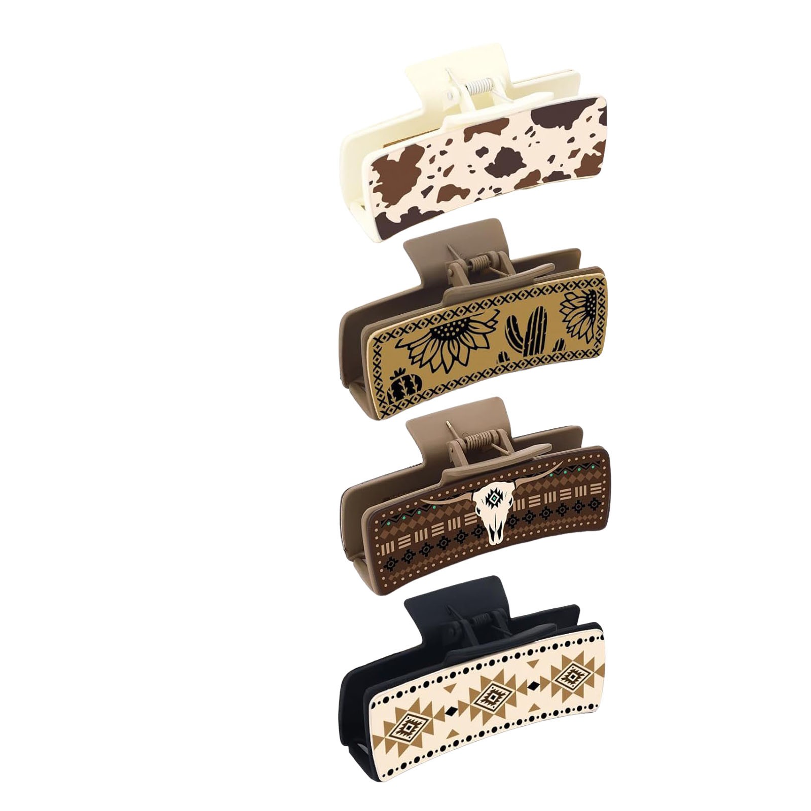 4 Pack Western Leather Hair Cow Print Square For Southwest Hairstyling ...