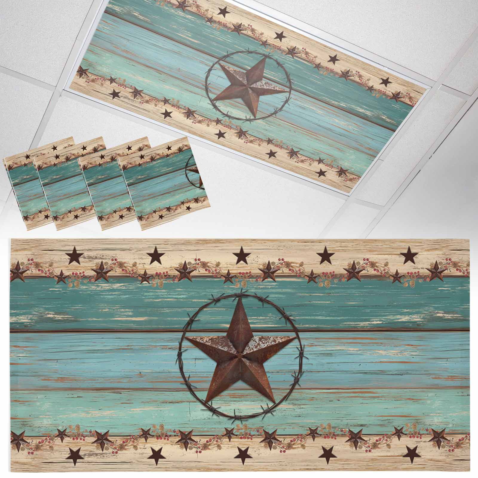 4 Pack Western Texas Star Fluorescent Light Covers for Ceiling Lights ...