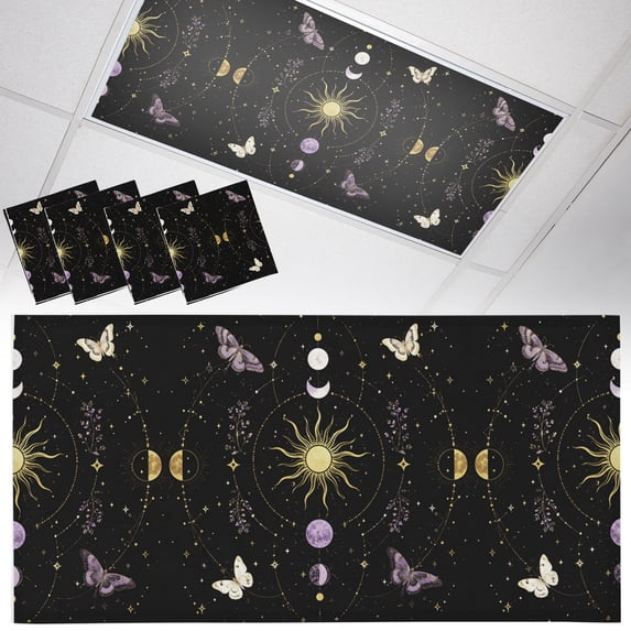 4 Pack Whimsical Gold Moon Fluorescent Light Covers for Ceiling Lights ...