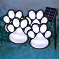 4-Pack White Dog Paw Solar Lights - Waterproof Outdoor Path Lamp for ...