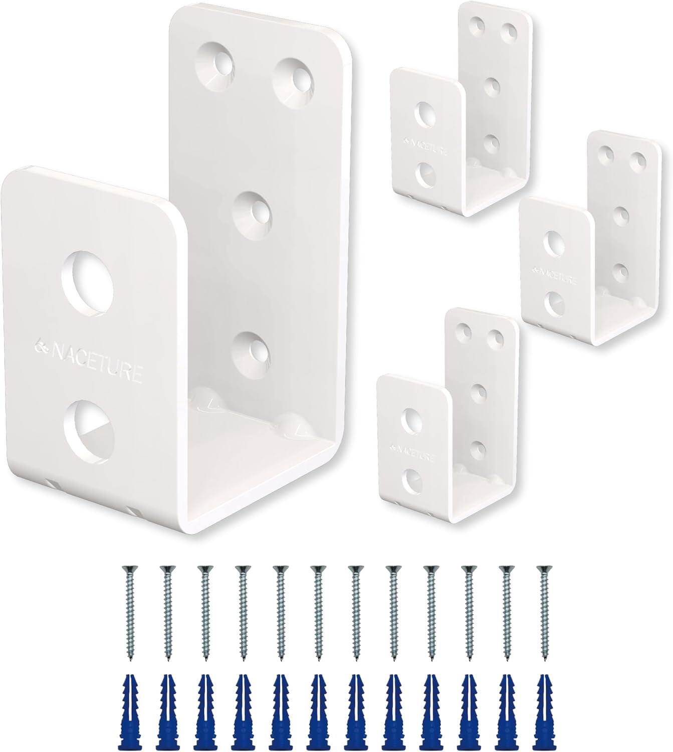 4 Pack White Door Barricade Brackets – Heavy Duty 2x4 U Bracket Door ...