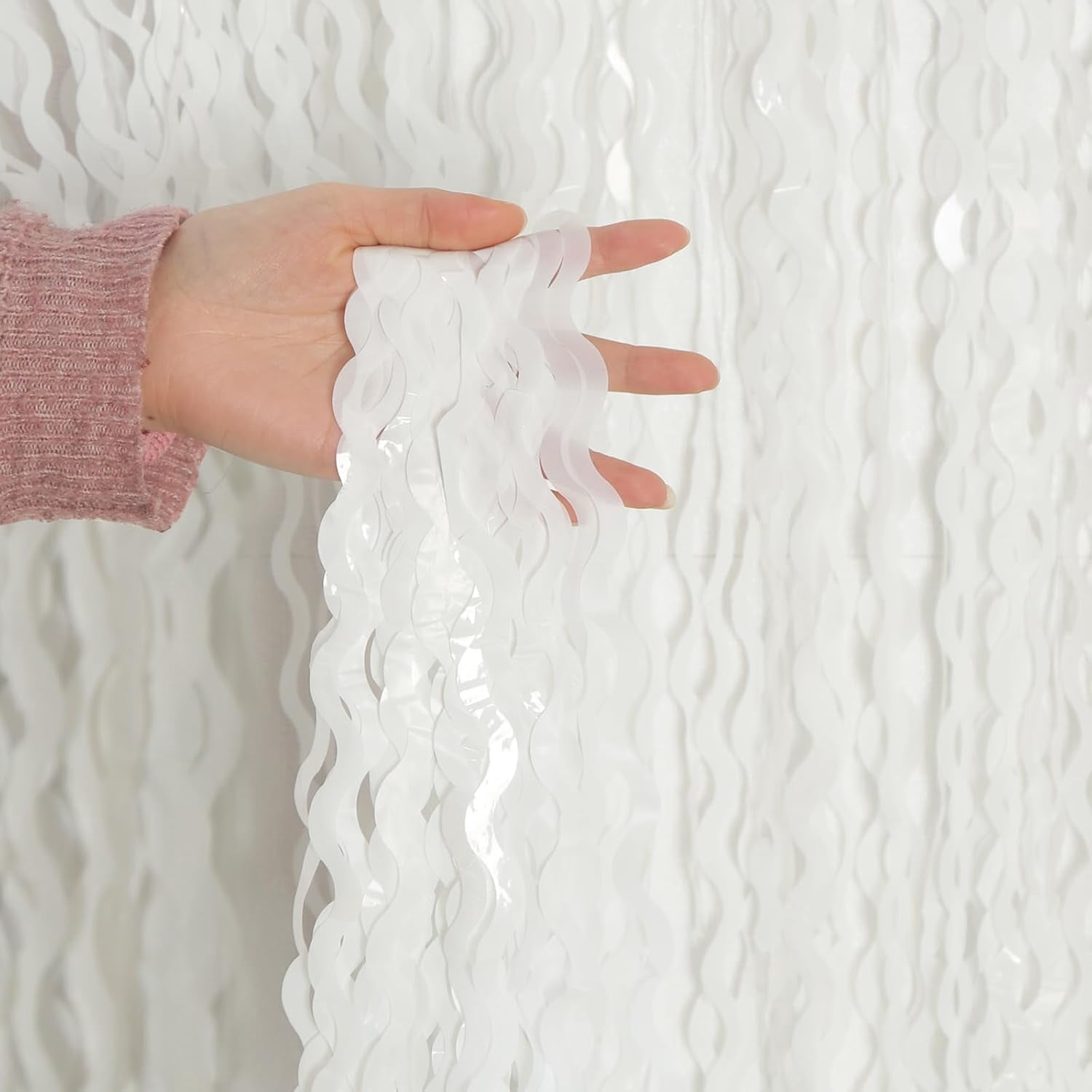4 Pack White Door Streamers Foil Backdrop - 3.3x6.6ft Metallic Tinsel ...