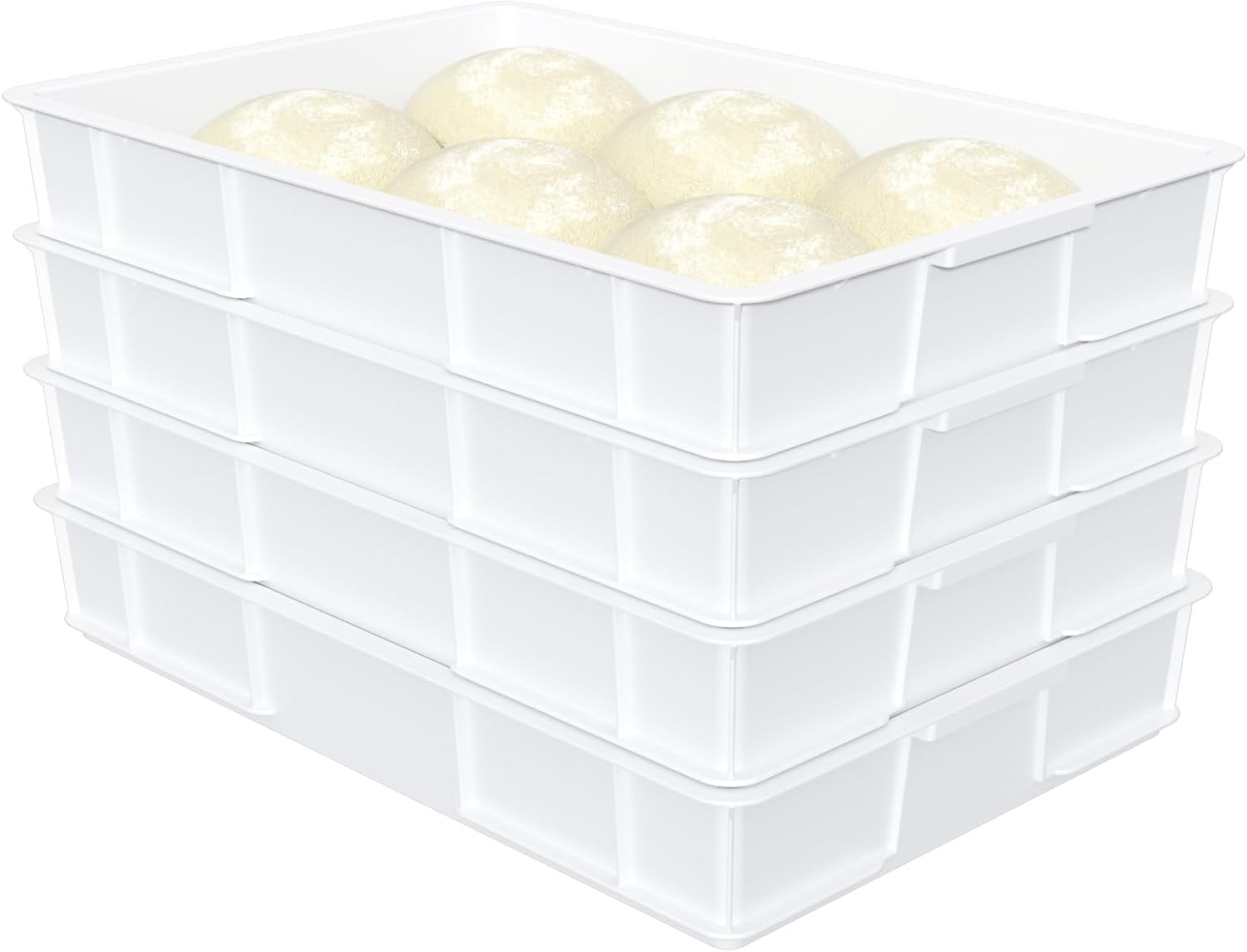 4 Pack White Dough Tray, Commercial Stackable Pizza Proofing Dough ...