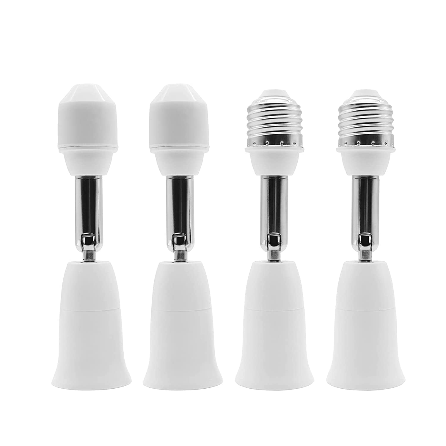 4-Pack White E26/E27 Light Socket Extender – 4.5", 90° Vertical/360 ...