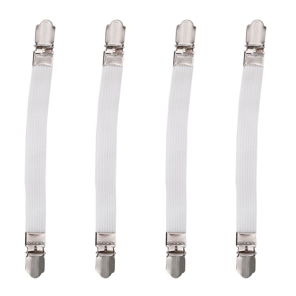4-Pack White Elastic Crisscross Mattress Sheet Straps with Double Head ...