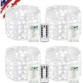 4 Pack White Fairy Lights Battery Operated with Remote, Waterproof 20FT ...