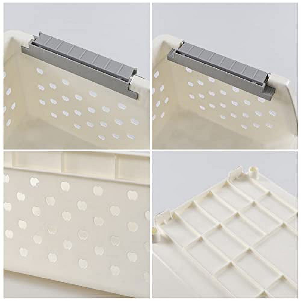 4-Pack White Large Stacking Basket, Plastic Stackable Detachable ...