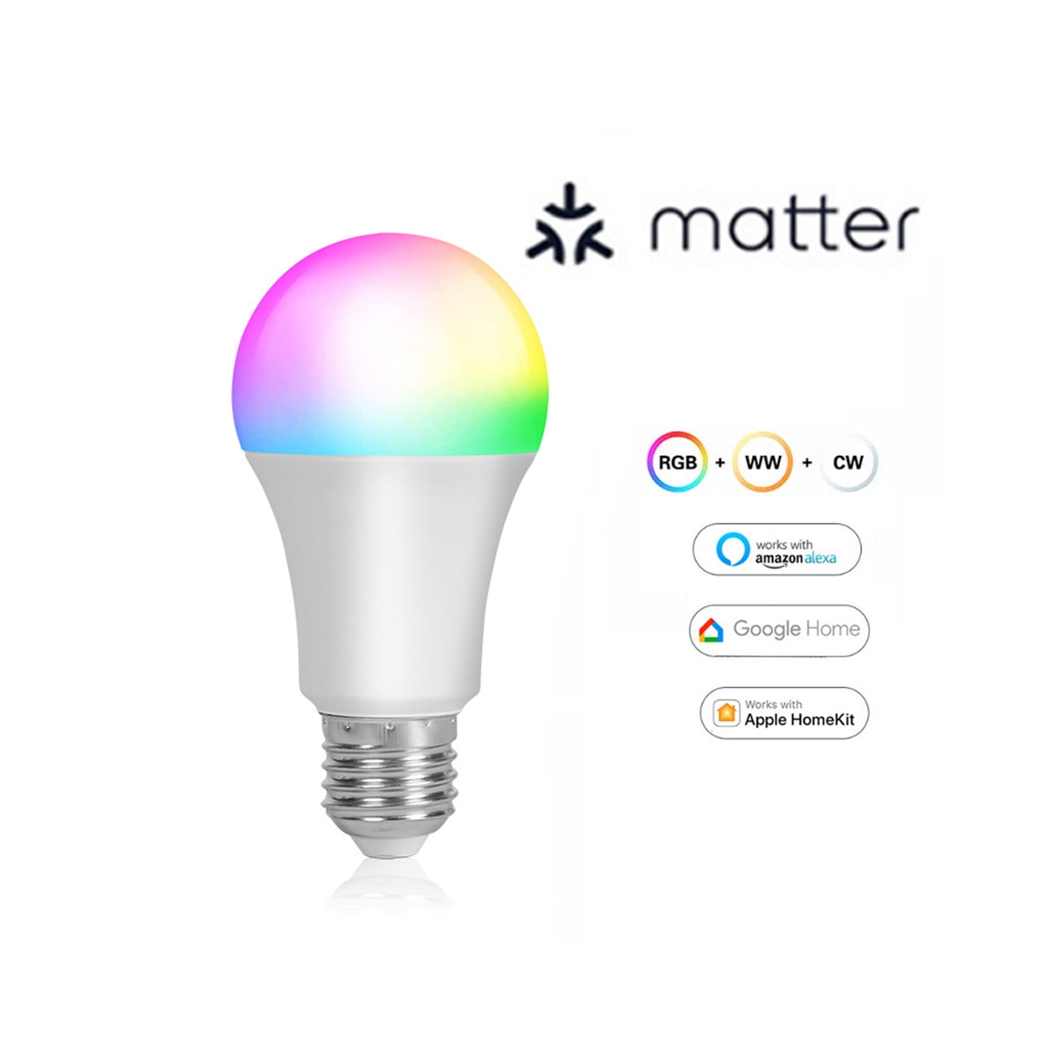 4 Pack,White,Matter Smart Light Bulb, Smart Light Bulbs Work with Apple ...