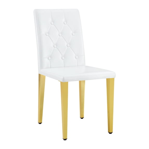 4-Pack White PU Dining Chairs, Ergonomic Buckle Backrest, 35 Inch ...