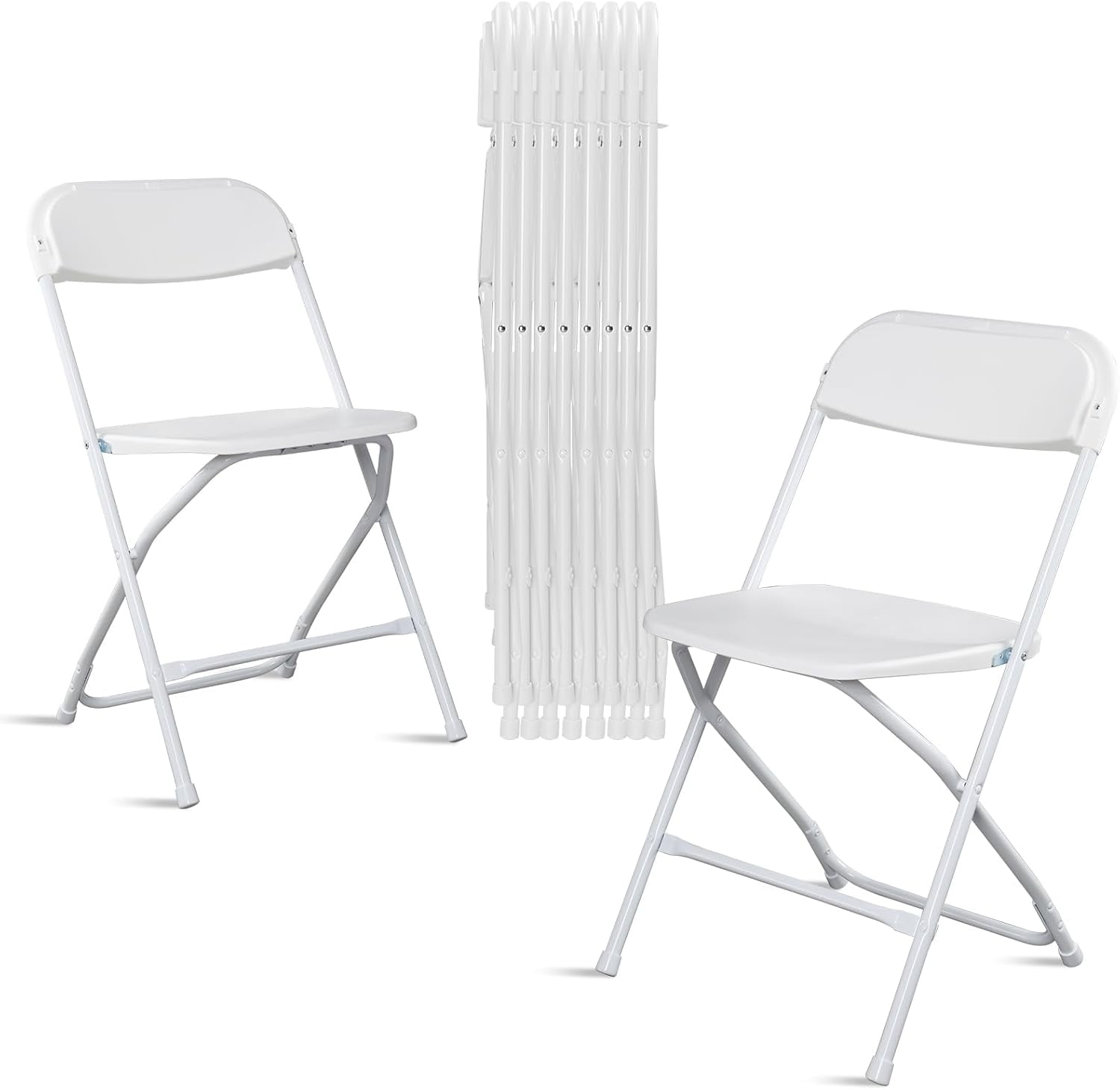 4 Pack White Plastic Folding Chairs Portable Party Chairs Stackable ...
