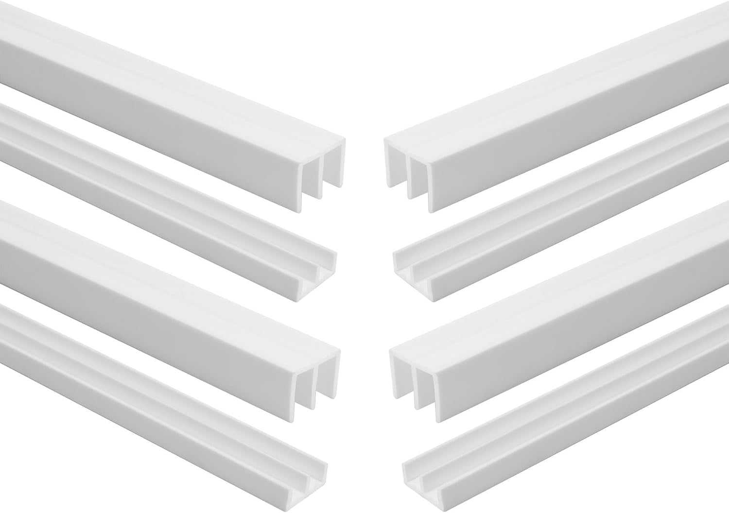 4 Pack White Plastic Sliding Door Track Set for 1/4" Thick Panels ...