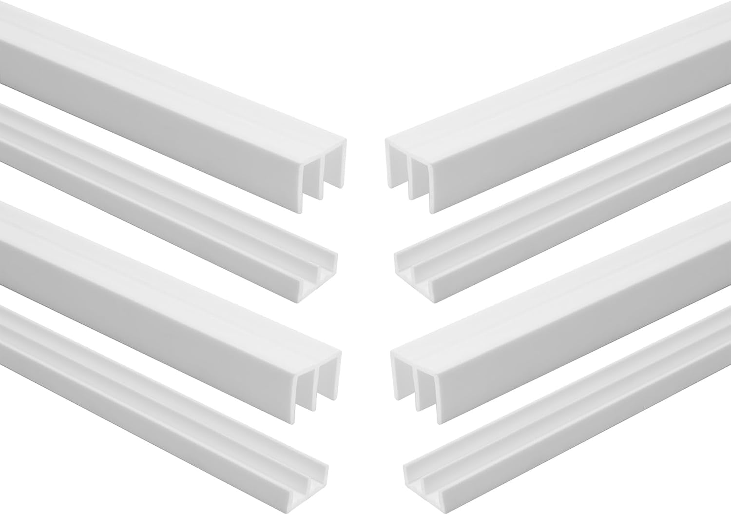 4 Pack White Plastic Sliding Door Track Set for 1/4" Thick Panels ...