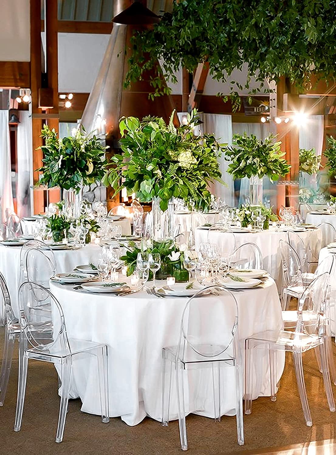 4 Pack White Round Tablecloth 120 Inch Polyester Table Cloth for Tables ...