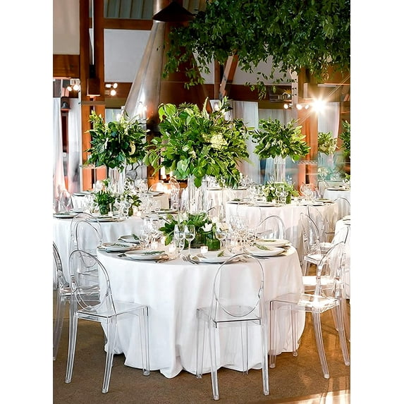 4 Pack White Round Tablecloth 120 Inch Polyester Table Cloth for Tables ...