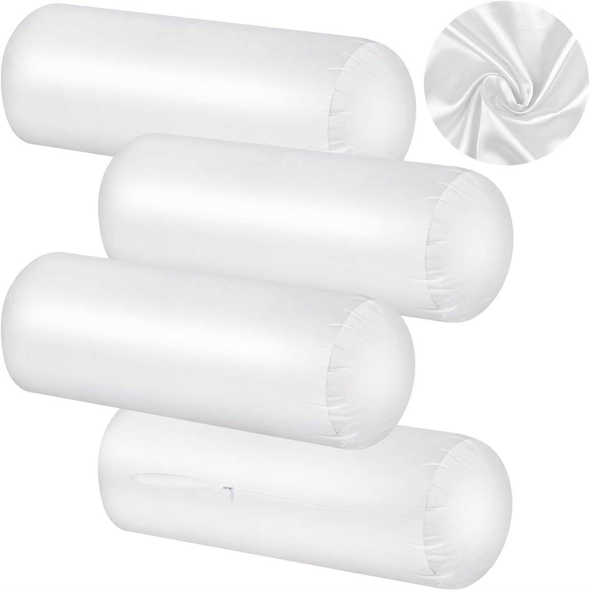 4 Pack White Satin Neck Pillow Case, Satin Pillow Covers with Zipper ...