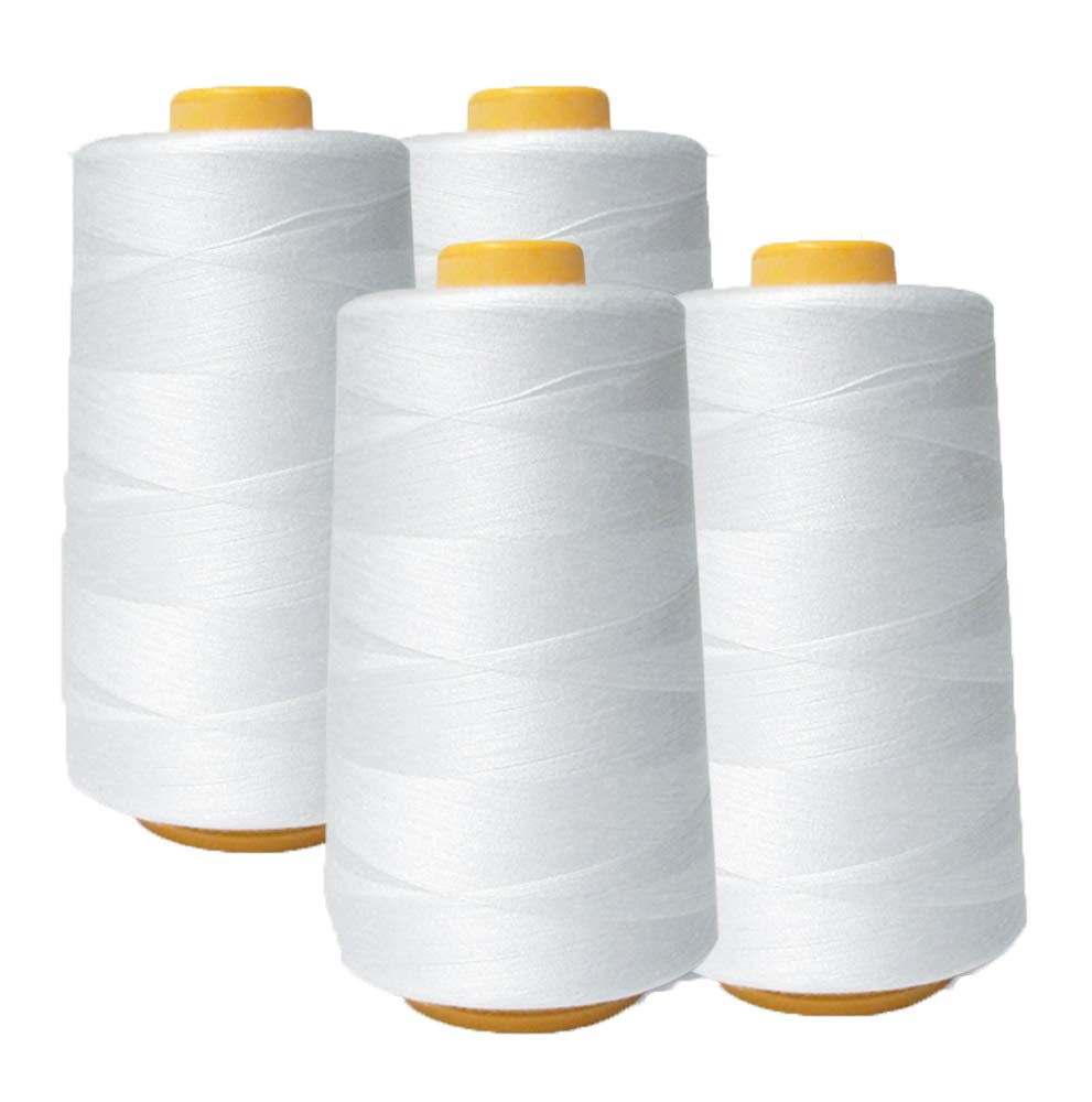 4-Pack White Sewing Thread Cones, 6000 Yards Each, High Tensile ...