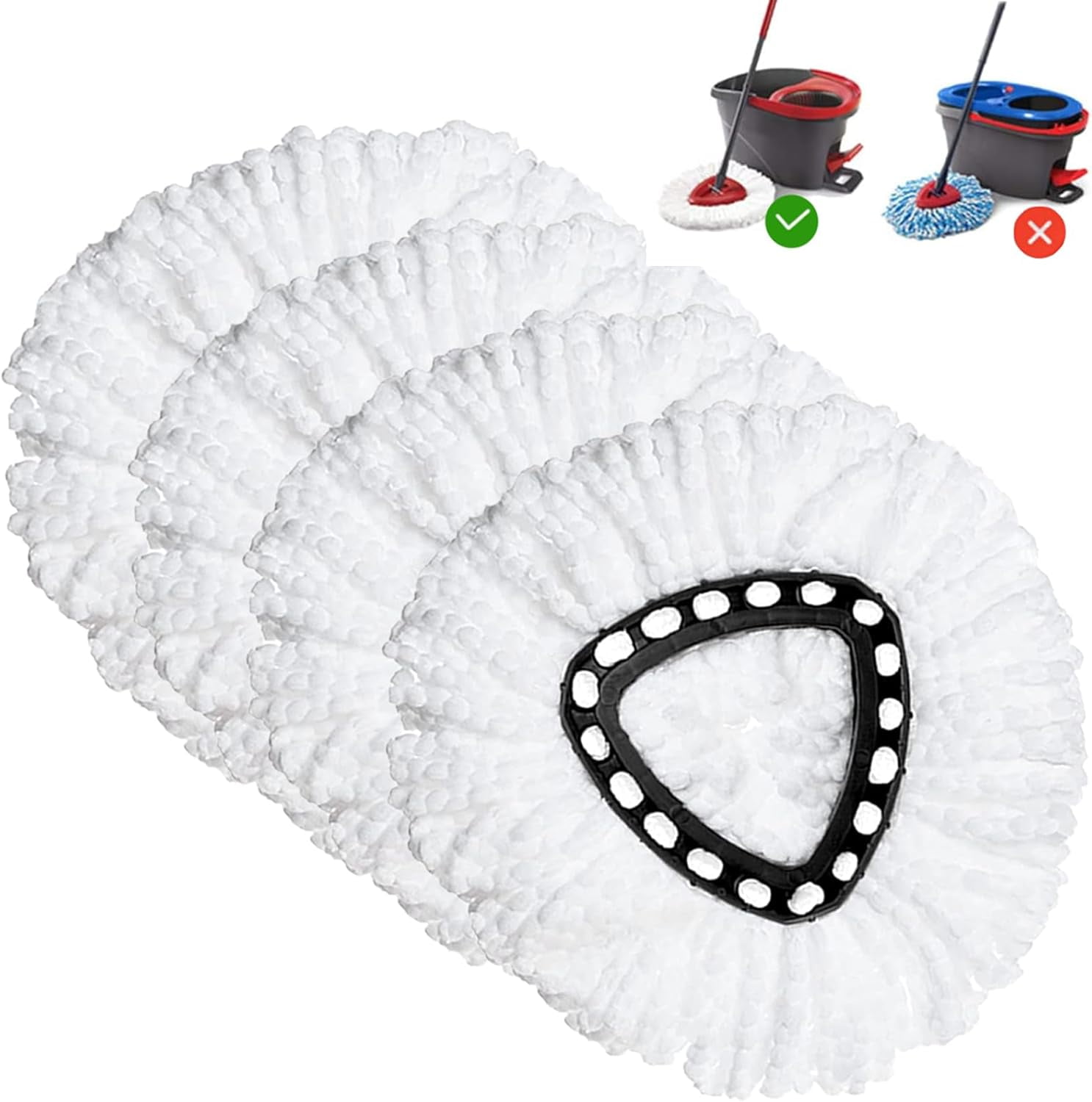 4 Pack White Spin Mop Replacement Heads, Microfiber EasyWring Spin Mop ...