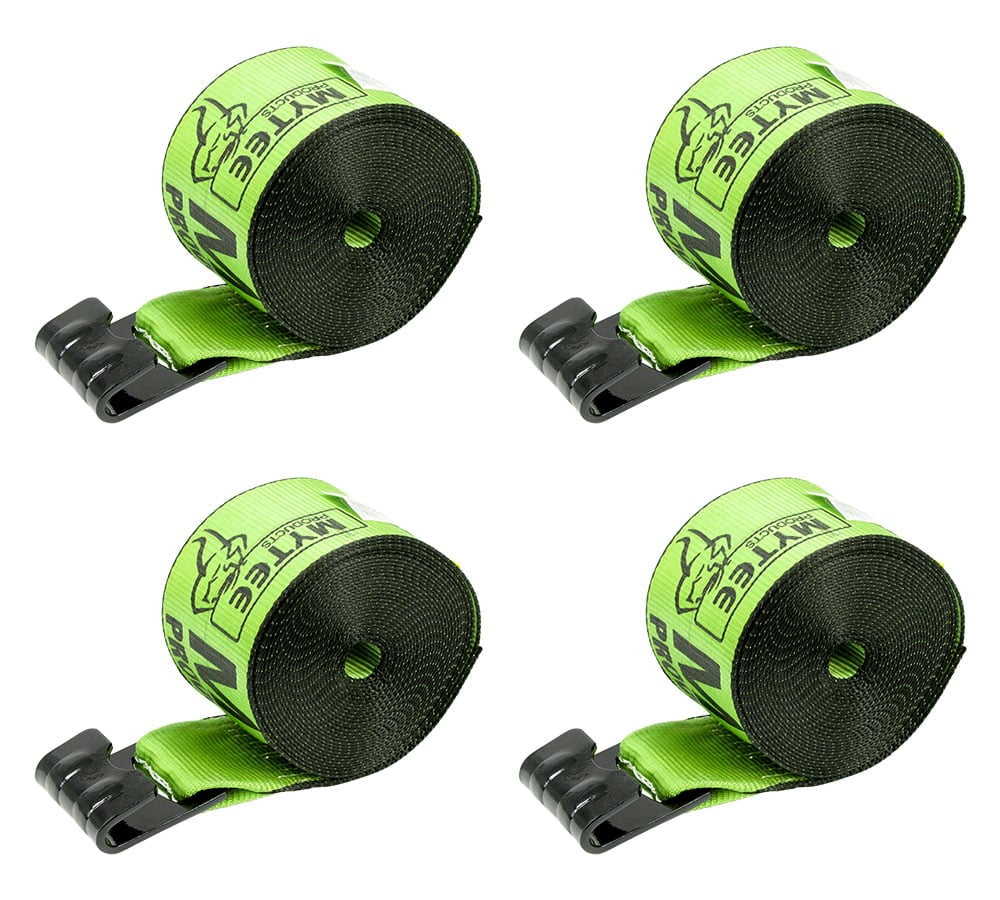 4 Pack Winch Straps 4" x 30' Hi-Vis Safety Green Heavy Duty Tie Down ...