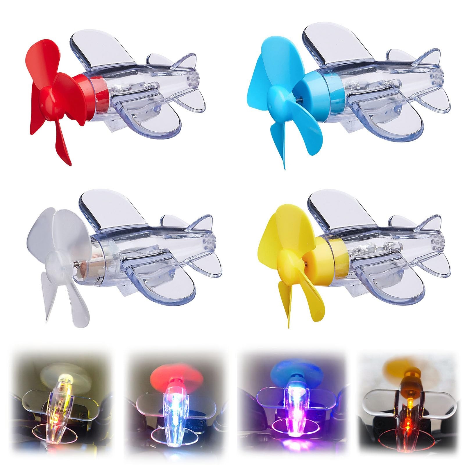 4 Pack Wind-Powered LED Airplane Propeller, Light up Spin Copter Flying ...