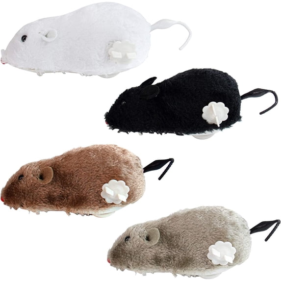 4 Pack Wind Up Mouse Racing Mini Jumping Rat Plush Mice Realistic ...