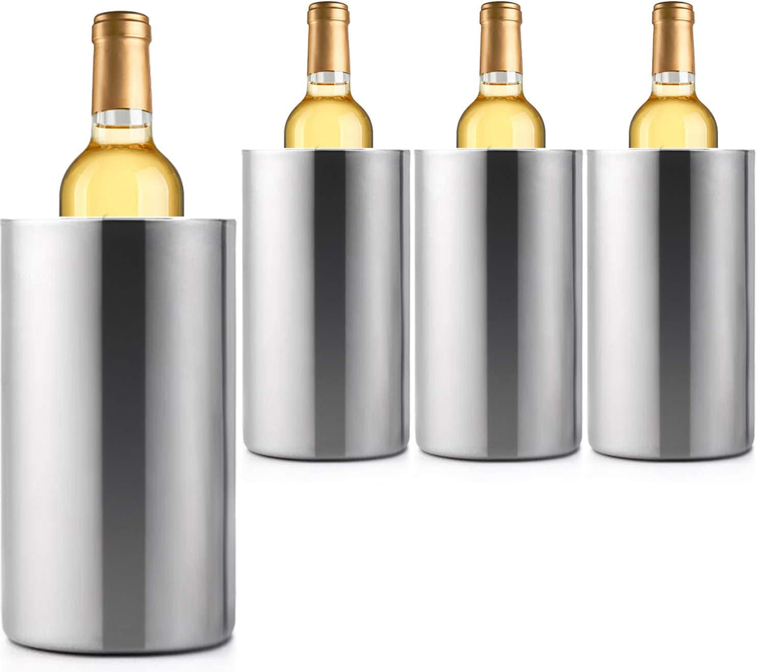 4 Pack Wine Chiller Bucket, Stainless Steel Double Wall Wine Cooler ...