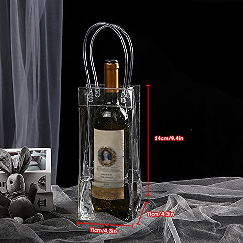 4 Pack Wine Ice Bag Beer Cooler Bag Portable Collapsible Clear PVC ...
