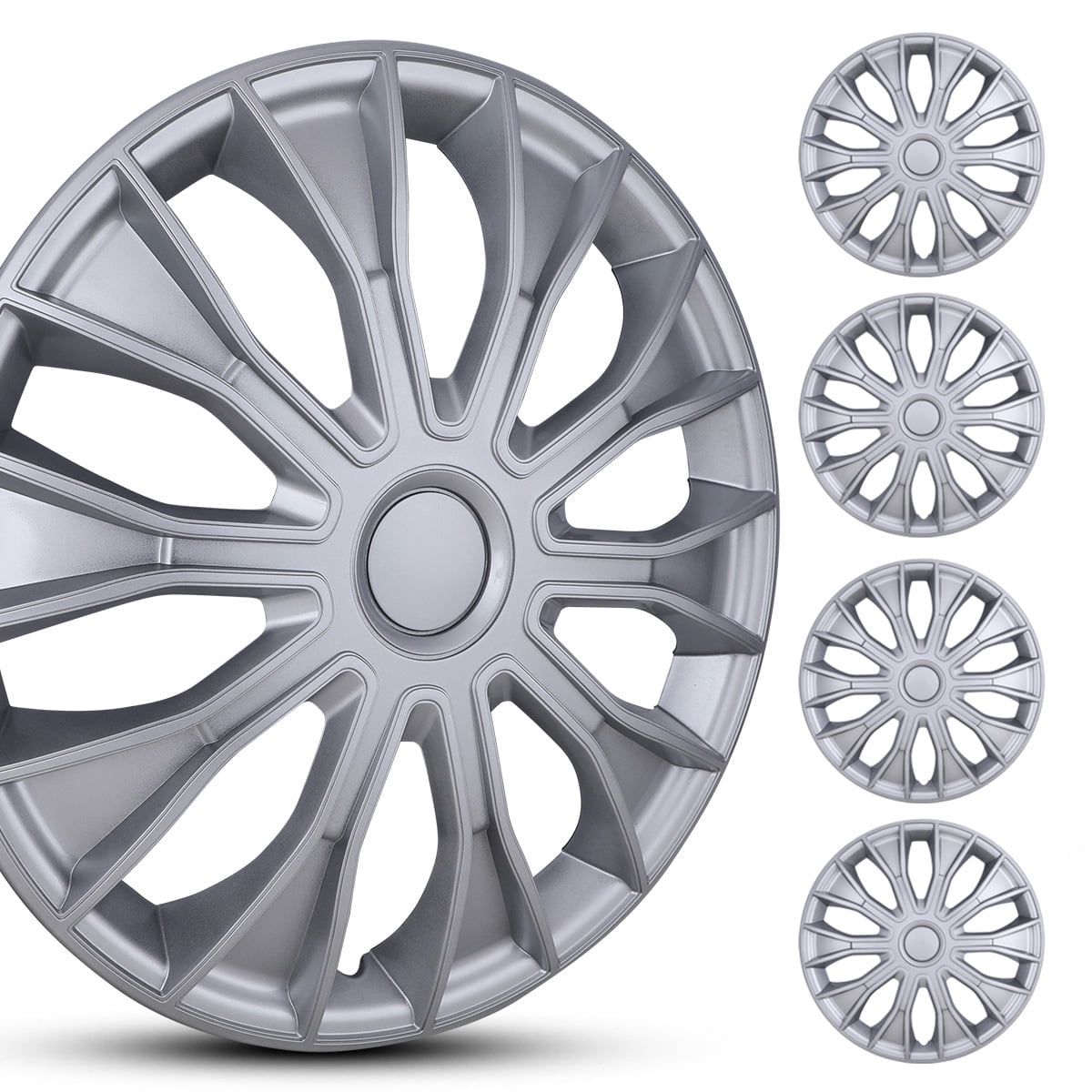 (4-Pack) Winjet 14 Inch Universal Wheel Covers Snap On Hubcaps Full Hub ...