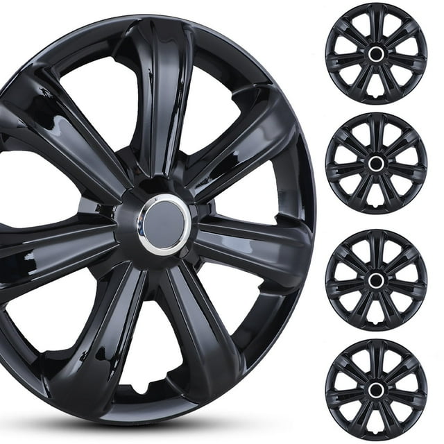 (4-Pack) Winjet 15 Inch Universal Wheel Covers Snap On Hubcaps Full Hub ...