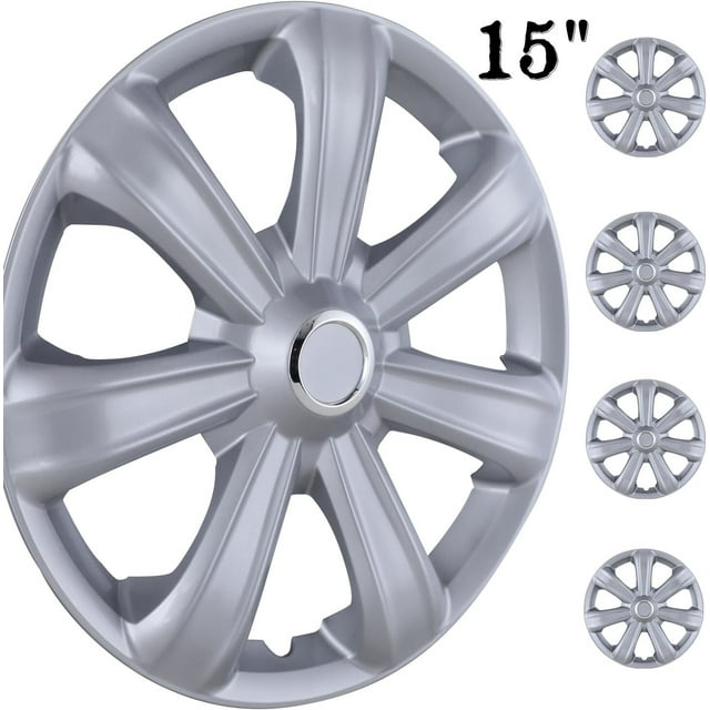 (4-Pack) Winjet 15 Inch Universal Wheel Covers Snap On Hubcaps Full Hub ...