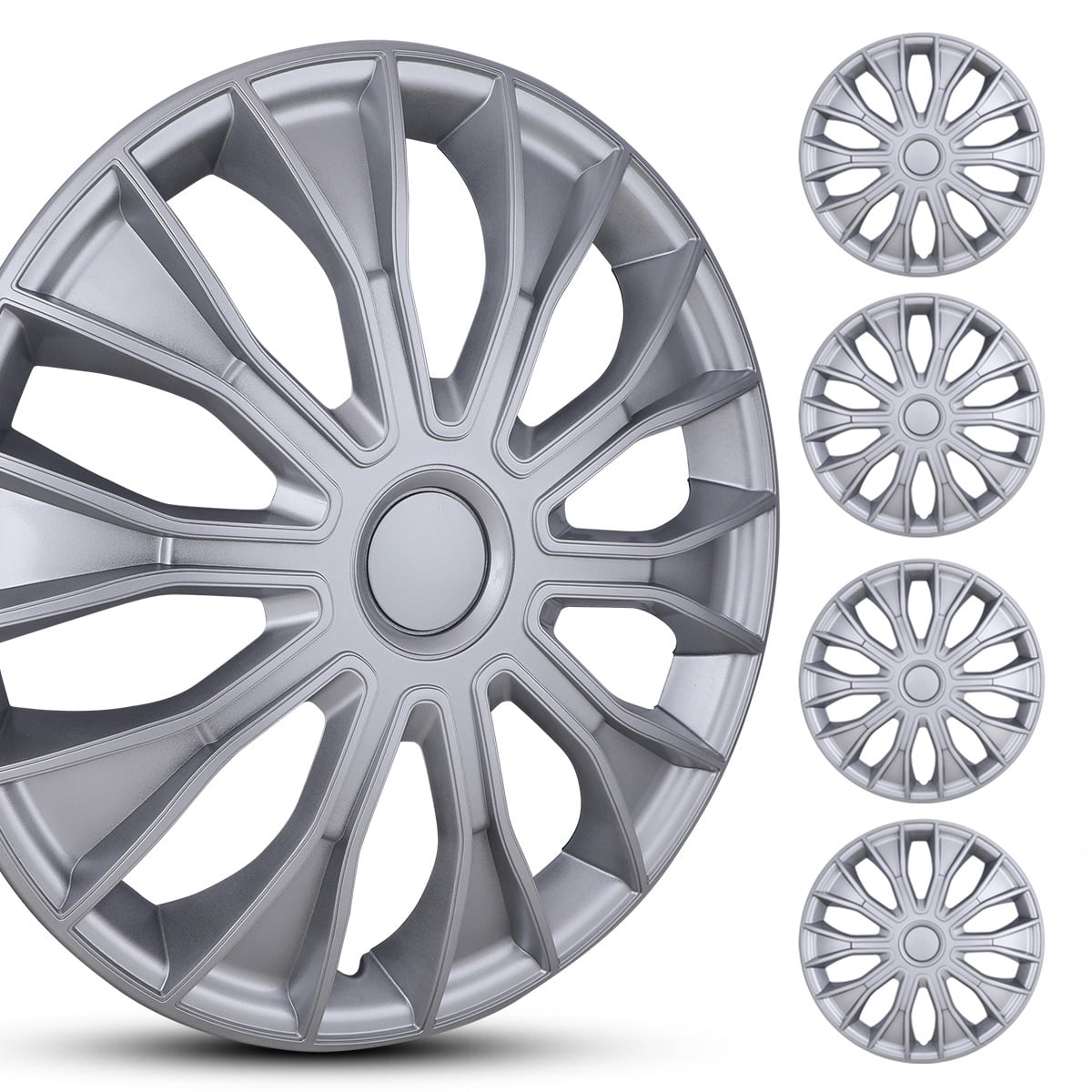 (4-Pack) Winjet 15 Inch Universal Wheel Covers Snap On Hubcaps Full Hub ...