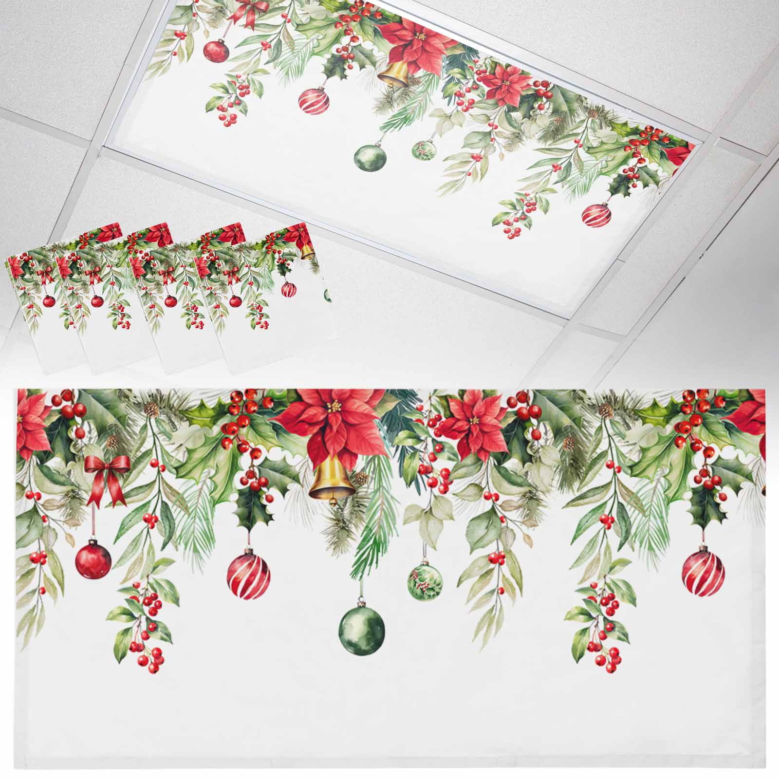 4 Pack Winter Christmas Fluorescent Light Covers for Ceiling Lights ...