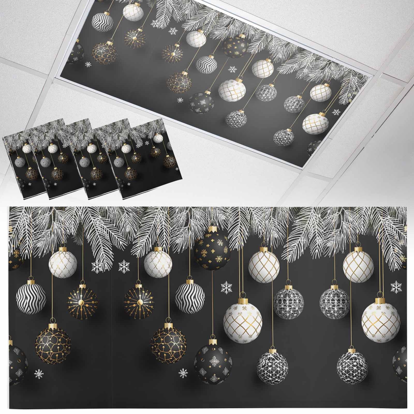 4 Pack Winter Fluorescent Light Covers for Ceiling Lights Christmas ...