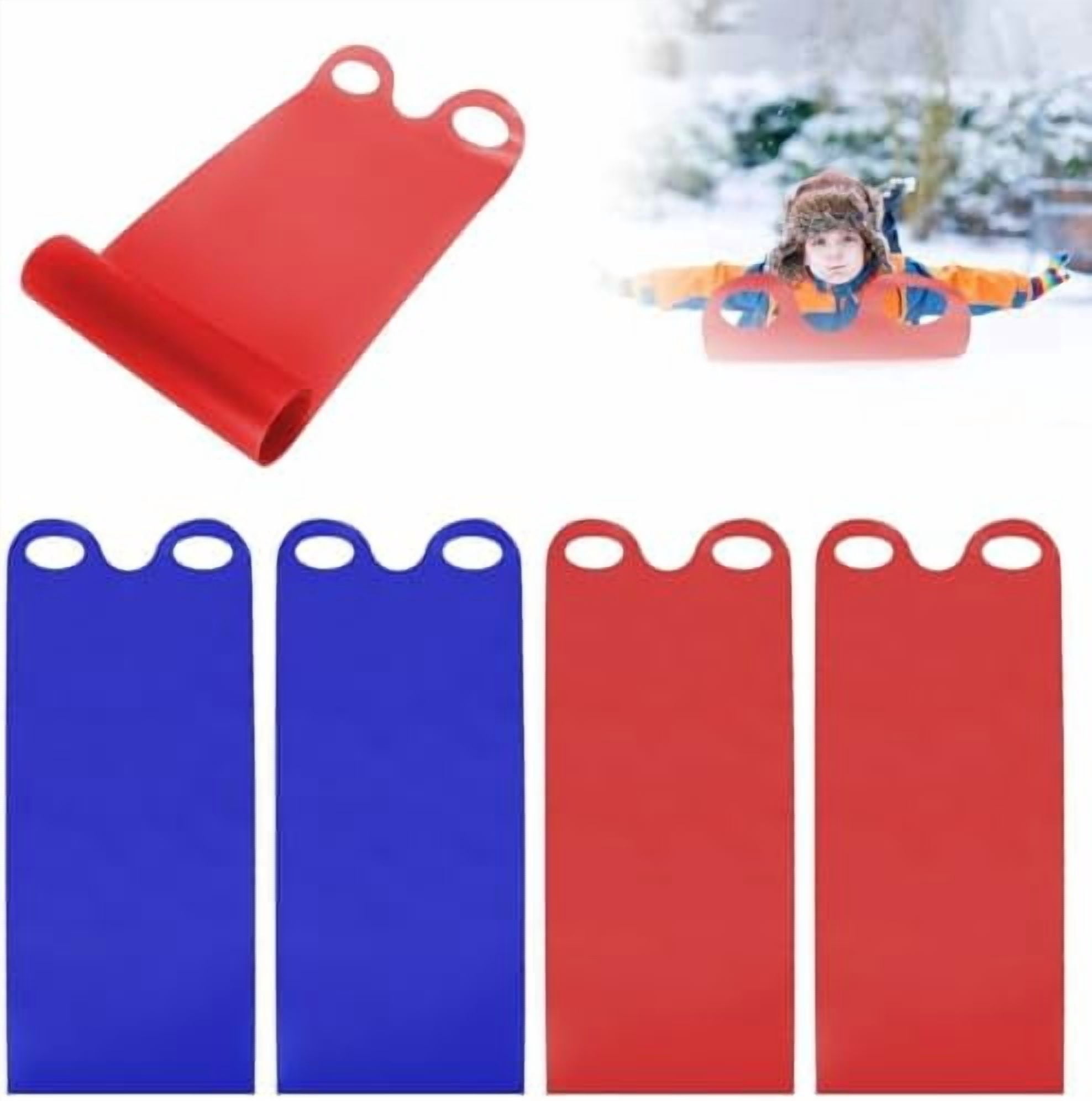 4 Pack Winter Snow Sled for Kids & Adults, 54" Lightweight Snow Sled ...