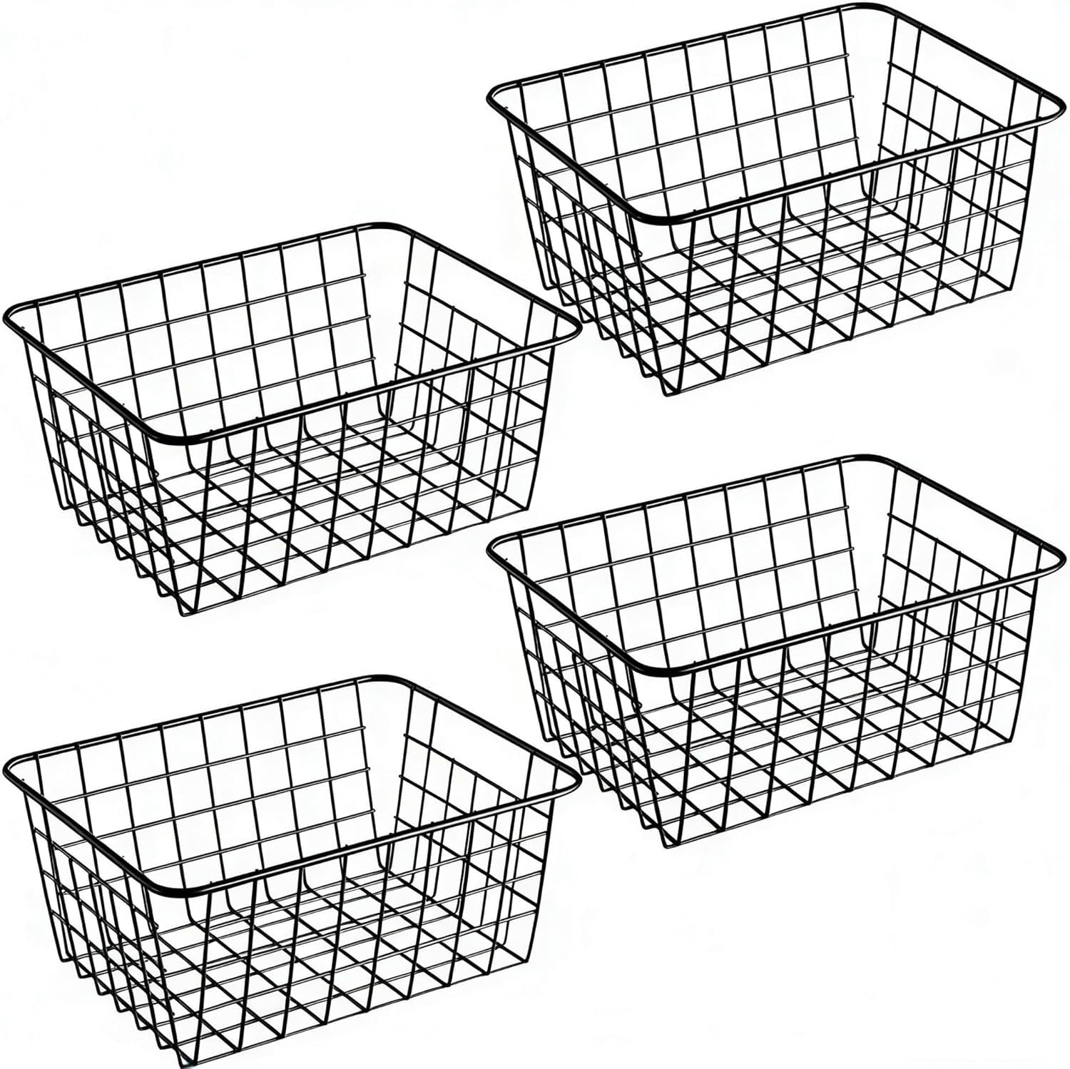 4 Pack Wire Baskets, Sturdy Gold Wire Basket, Metal Basket for ...