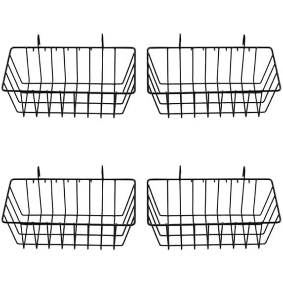 4 Pack Wire Baskets, Wall Grid Panel Hanging Wire Basket, Hanging Wall ...