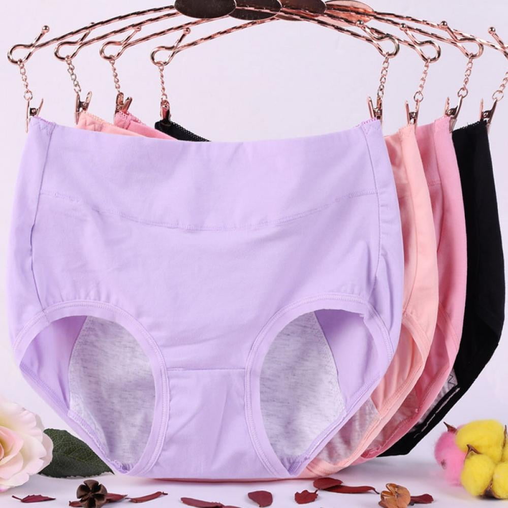4 Pack Women High Waist Menstrual Period Panties Leak Proof ...