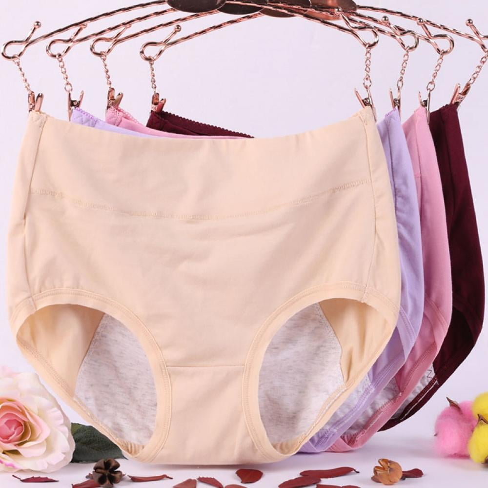 4 Pack Women High Waist Menstrual Period Panties Leak Proof