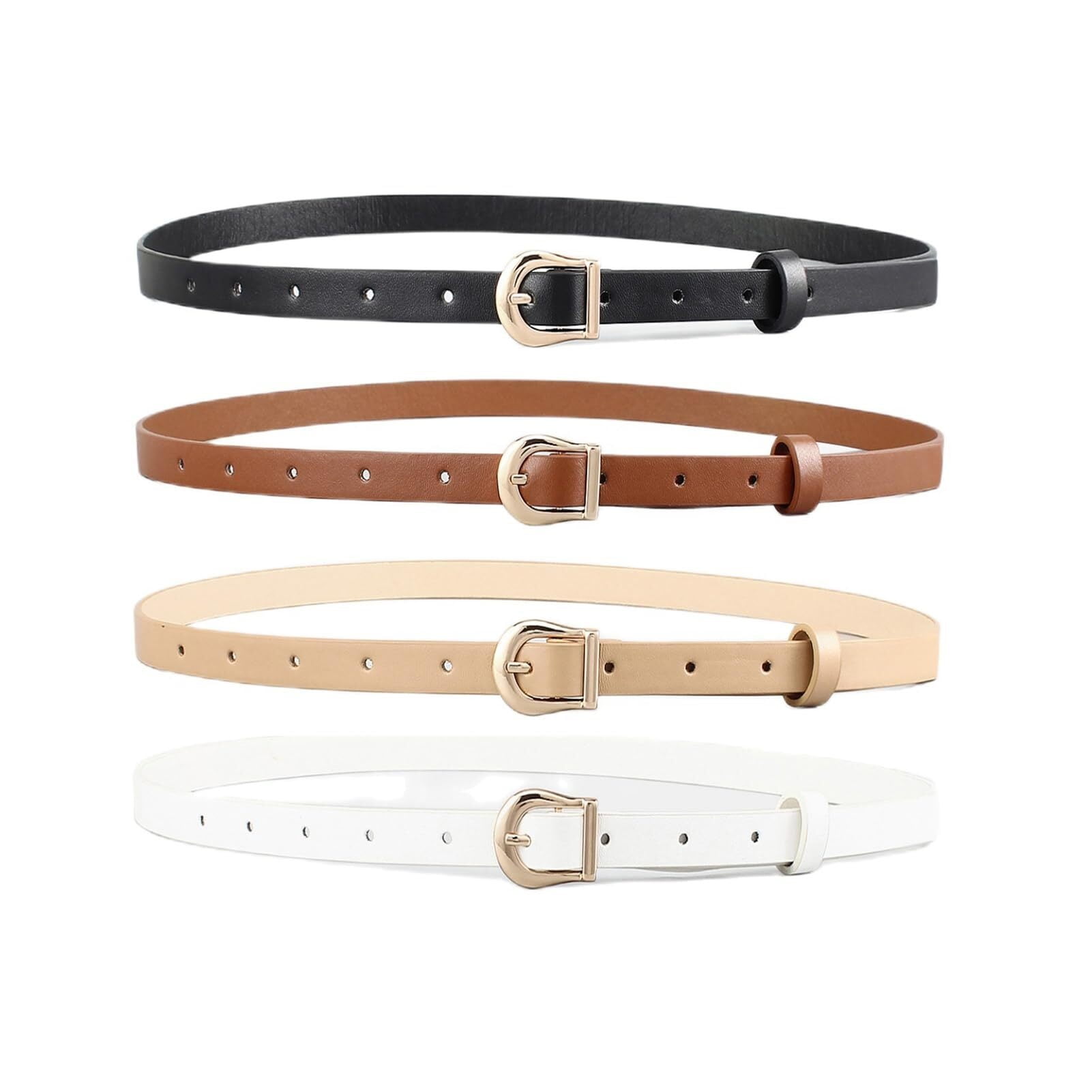 4 Pack Women Skinny Belts for Jeans Dress Thin Waist Belt for Ladies ...