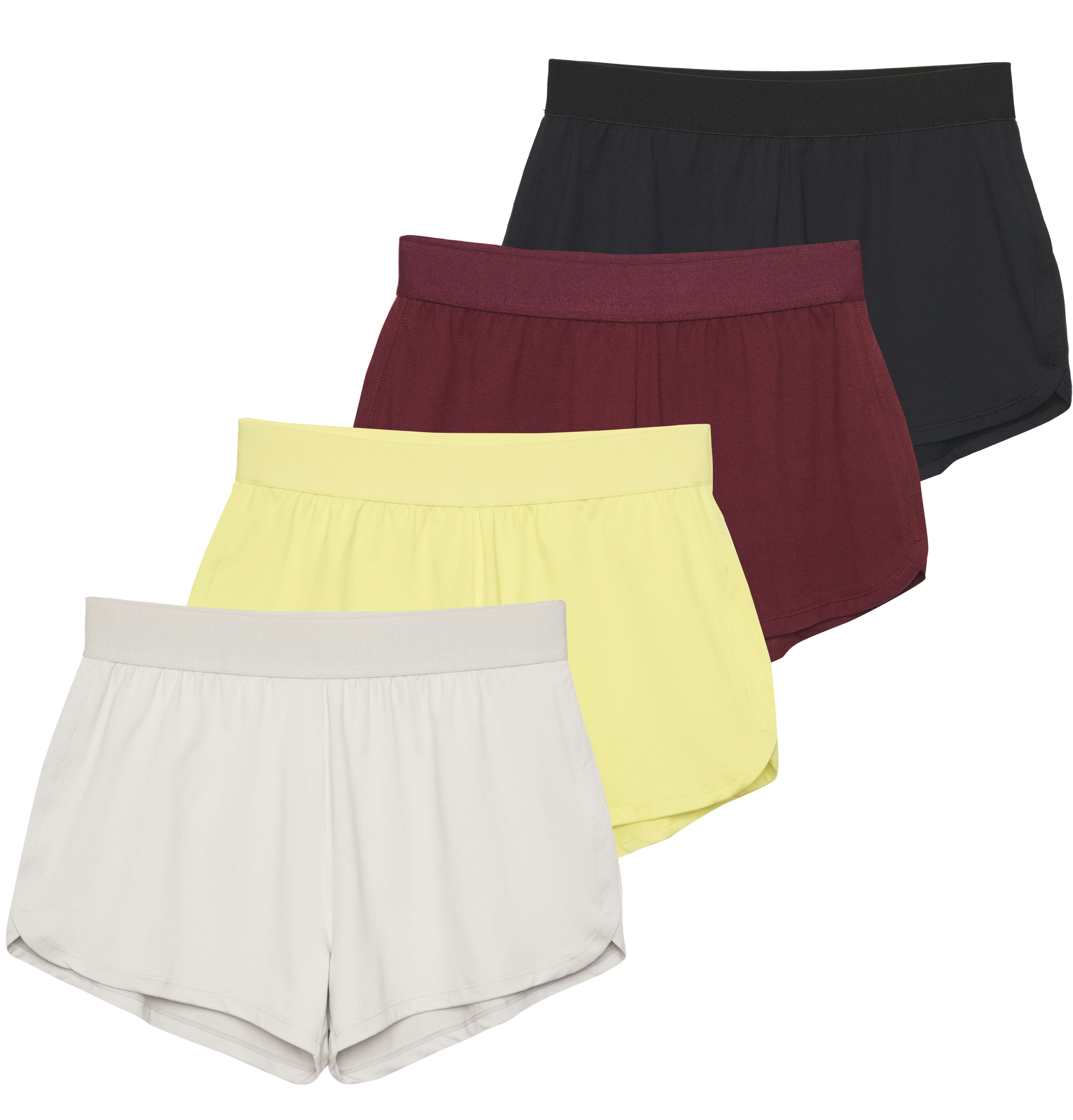 4 Pack Women's 3" Dry-Fit Dolphin Running Shorts with Pockets ...