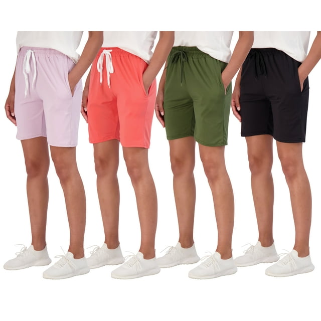 4 Pack: Women's 7" Bermuda Long High Waisted Shorts With Pockets ...