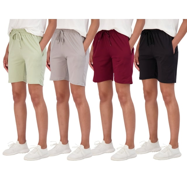 4 Pack - High-Waisted Bermuda Athletic Shorts With Pockets, 7-Inch ...