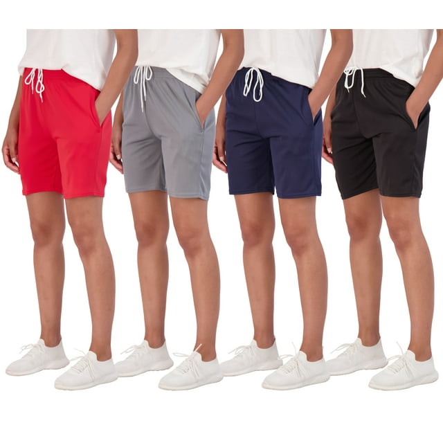 4-Pack: Women's 7" Mesh Quick-Dry Bermuda Active Athletic Long Shorts ...