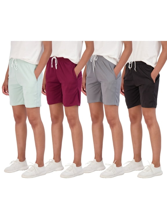 Real Essentials 4 Pack: Women's High Waisted Bermuda Yoga Shorts, 7 ...