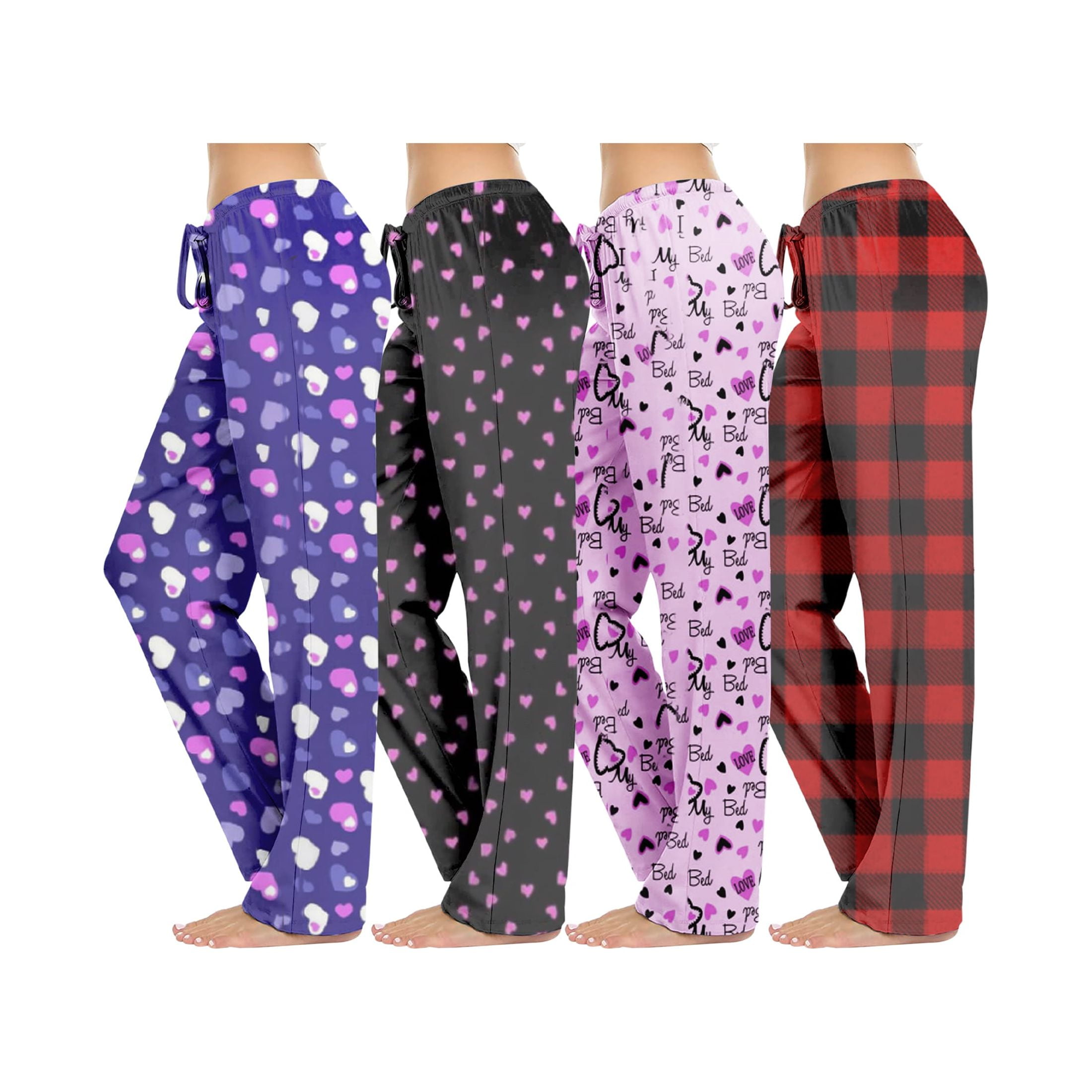 4-Pack Women's Casual Fun Printed Lightweight Lounge Terry Knit Pajama ...